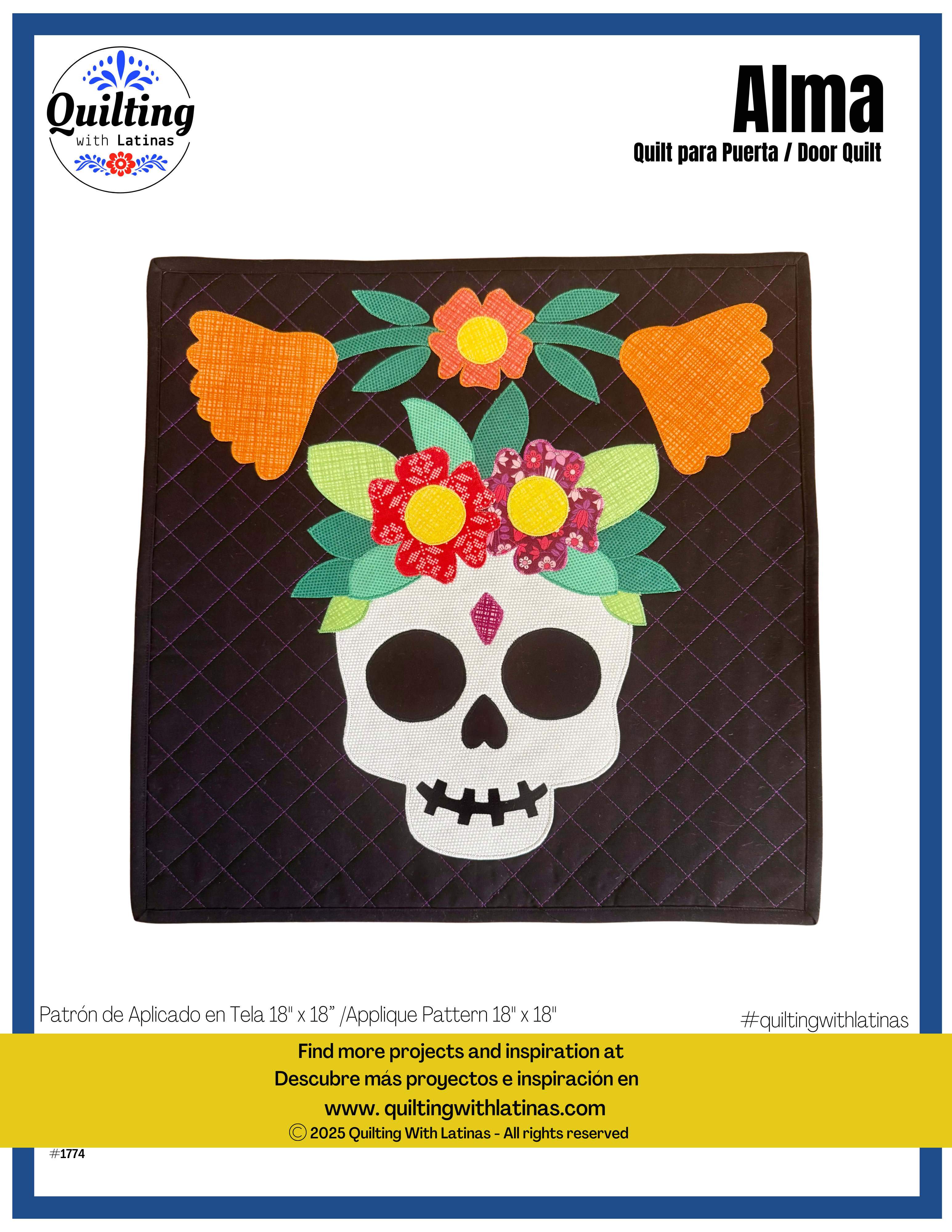 18"X18" Patrón de Quilt para Puerta Alma | Alma Door Quilt – Quilting ...